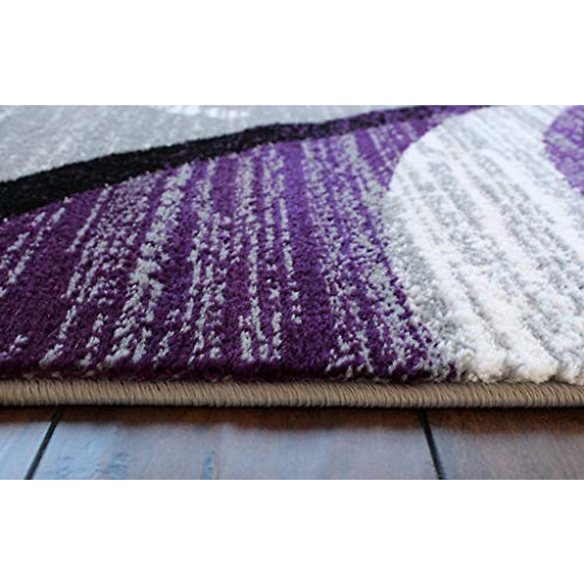 Masada Rugs, Stephanie Collection Area Rug Modern Contemporary Design 1100 Grey White Black Purple (8 Feet X 10 Feet)