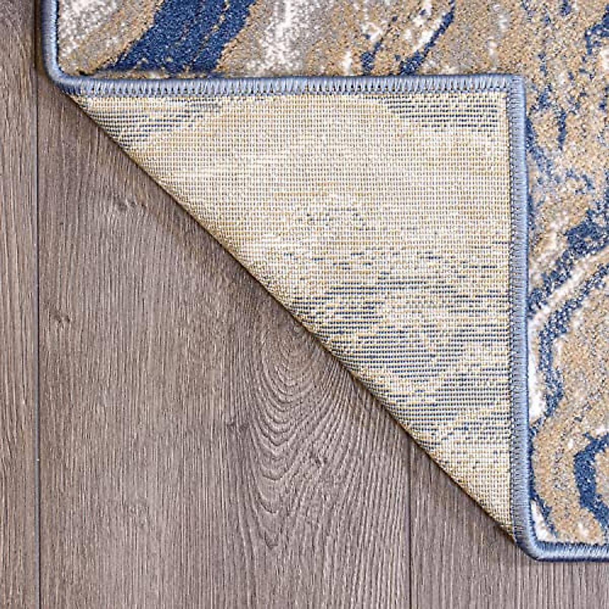 Radiant Homes And Rugs Luxury Waves Blue Modern Abstract Easy-Cleaning Living Room Bedroom Entryway Dining Home Office Area Rug 2' x 3', Blue/Silver