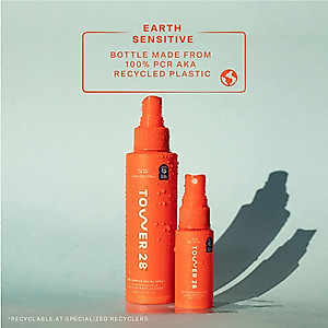 Tower 28 SOS Daily Rescue Facial Spray, TSA-Approved Travel-Size | Soothing and Refreshing pH Balancing Toner | Hypochlorous Acid for Sensitive Skin | 1 Fl Oz