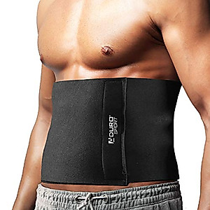 Aduro Waist Trainer for Men Women 12" Sweat Belt Waist Trimmer Stomach Slimming Body Shaper Exercise Equipment Adjustable Belt (Black)