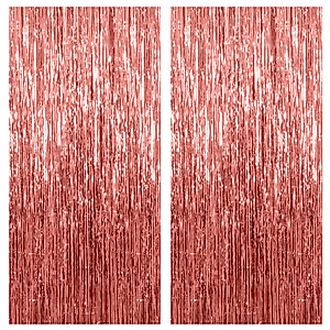 2 Pack Rose Gold Backdrop Birthday Decorations Foil Curtain Backdrop Bachelorette Party Decorations Rose Gold Party Decor Party Streamers Groovy Birthday Decorations Party Backdrop