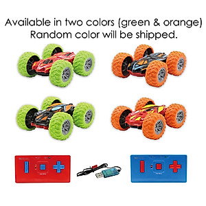 Haktoys Mini Remote Control Stunt Car for Kids, Rechargeable Mini Remote Control Double Sided Toy Car, Super Fast All Terrain AWD Vehicle