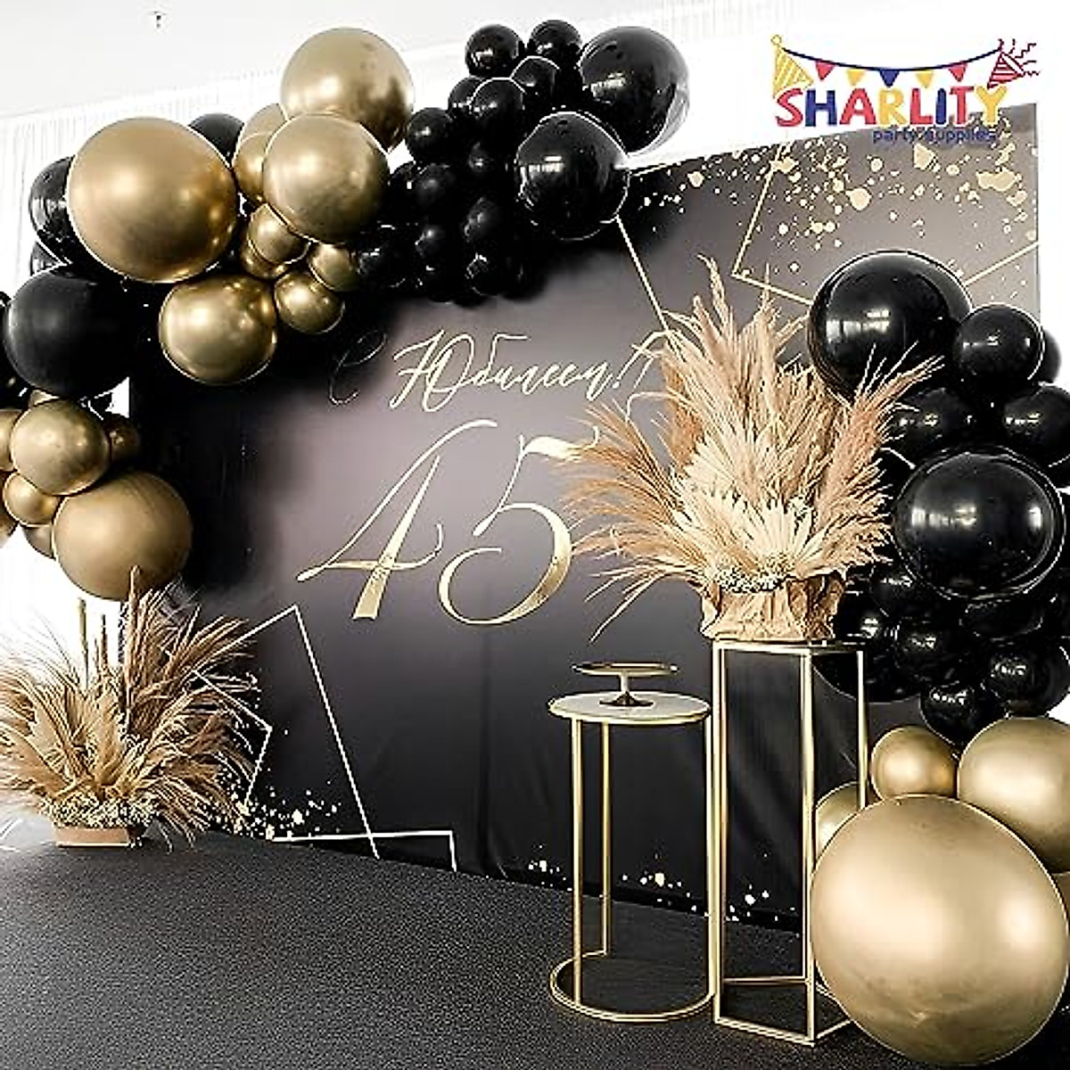 Sharlity Black Balloons, 100 Pcs Black Balloons 12 Inch Black Latex Balloons for Graduation New Year Birthday Anniversary Party Decorations