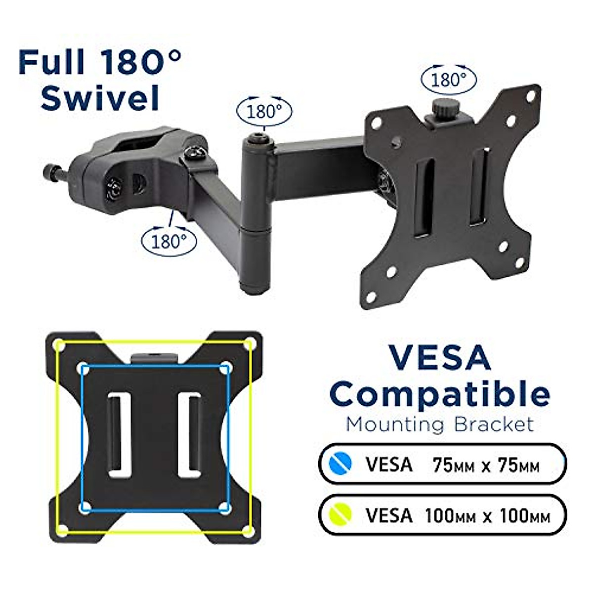 Mount-It! Universal VESA Pole Mount with Articulating Arm | Full Motion TV Pole Mount Bracket | VESA 75 100 | Fits TVs or Monitors Up to 32 Inches (MI-391)