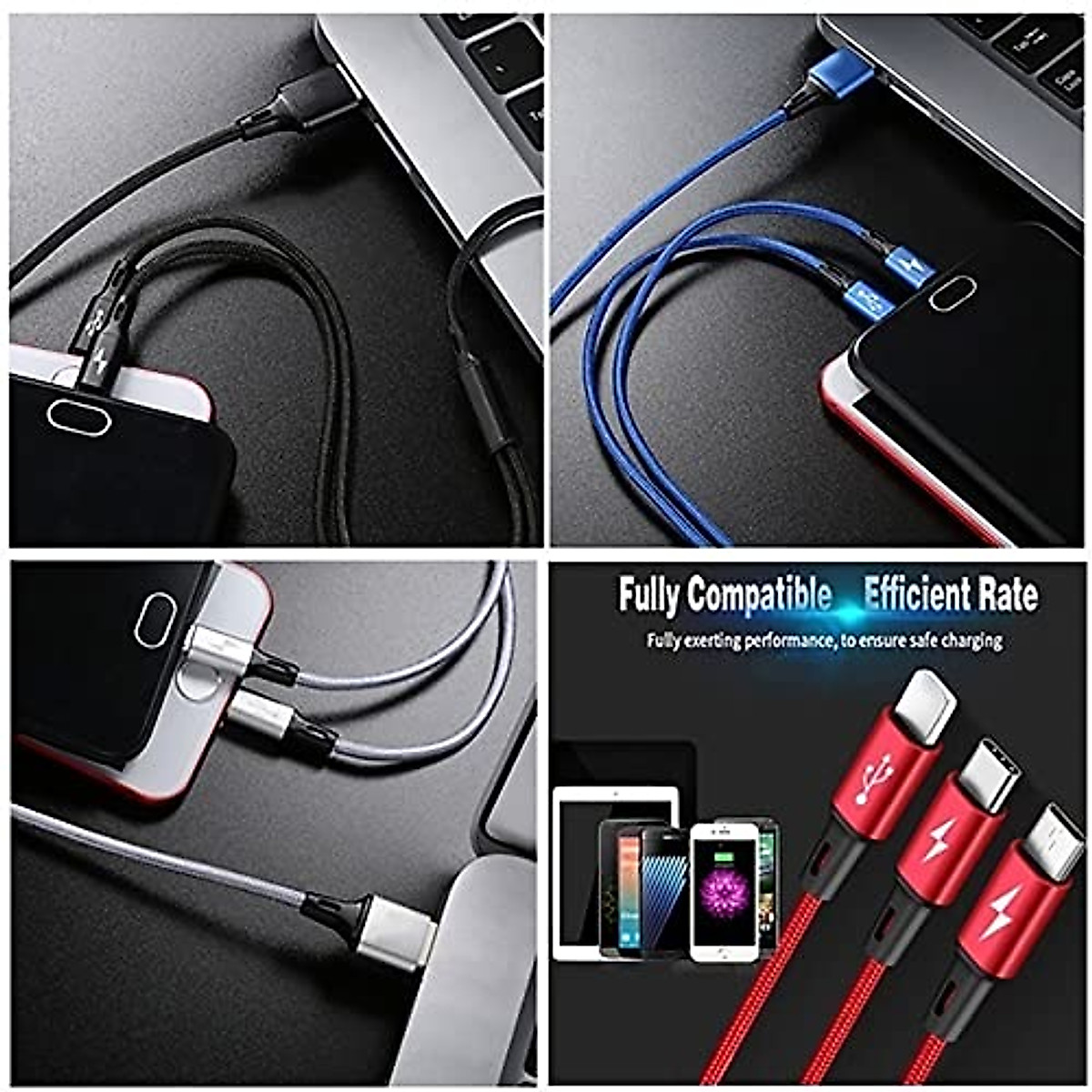 Pro USB 3in1 Multi Cable Compatible with Asus ZenFone 3 Laser Data Universal Extra Strength for Fast Quick Charging Speeds! (Silver)