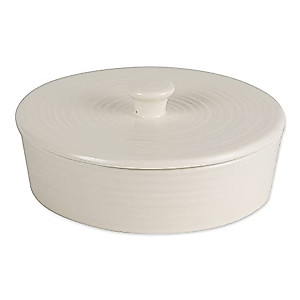 RSVP International Stoneware Tortilla Warmer & Server with Lid, Dishwasher, Microwave and Oven Safe, 8" Dia x 3", White