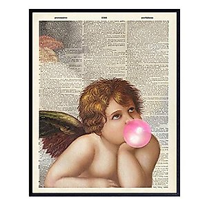 Michelangelo Cherub Renaissance Wall Art - Angel Decor Picture - Upcycled Dictionary Art for Nursery, Girls Bedroom, Baby Room, Bathroom, Living Room - Vintage Gift for Women