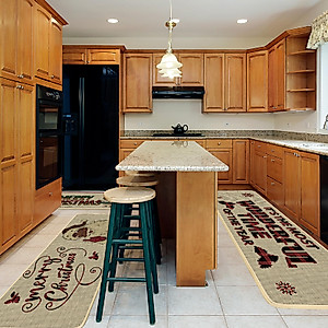 Layhit Christmas Kitchen Rugs and Mats Set of 3 Black Santa Doormat African American Santa Claus Entrance Rug Merry Christmas Winter Farmhouse Party Floor Mat for Kitchen 20 x 29,20 x 47,20 x 59 in