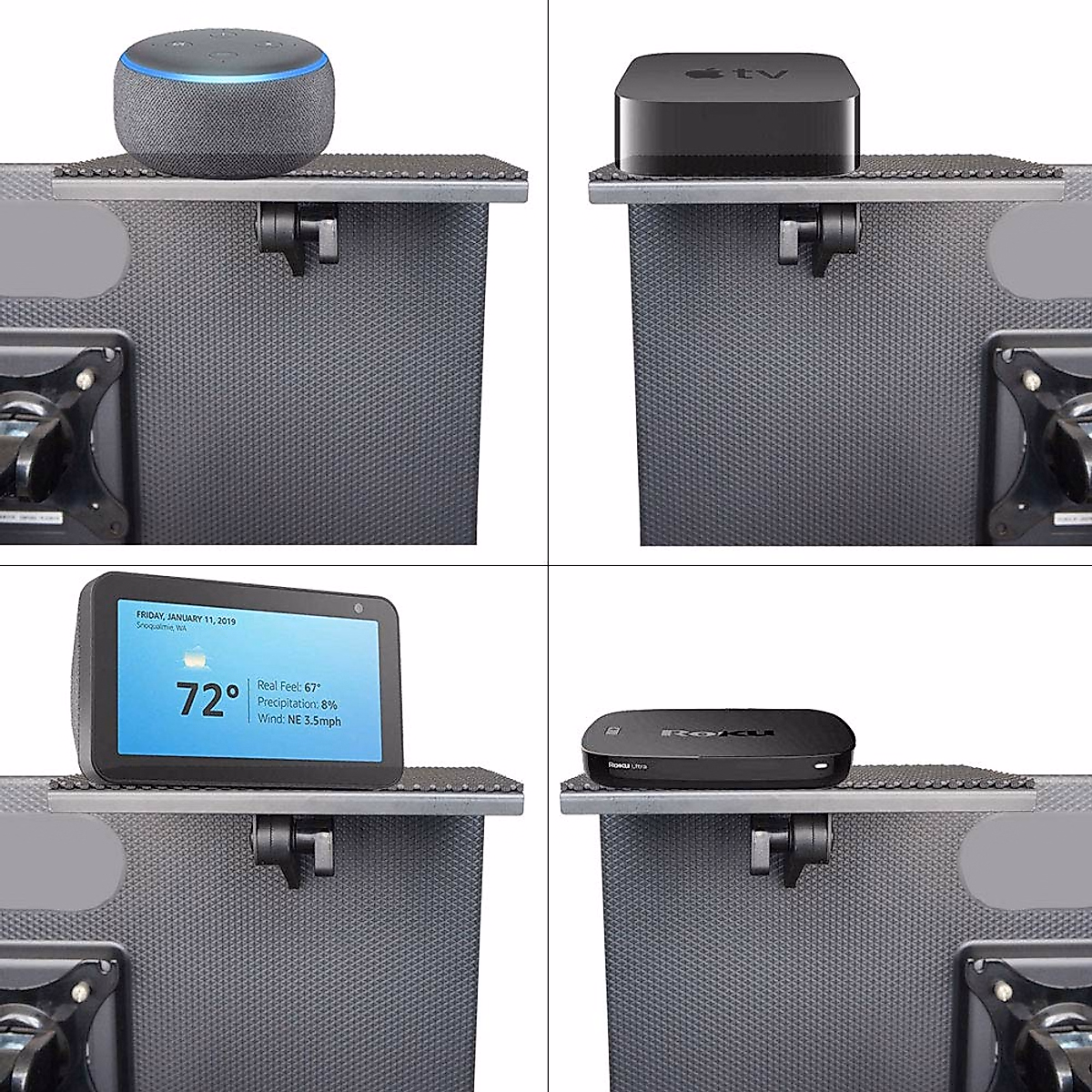 YOKEPO Platform Solid Screen Shelf Adjustable Mount Desktop PC Monitor Used to Place Cable Box Speakers Apple TV PlayStation Camera Frames Remote (Black, New 8 inch)