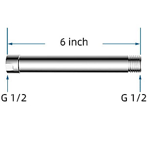 Hibbent All Metal 6 Inch Shower Head Extension Arm, Solid Brass Shower Arm Extension Shower Head Extender, Water Outlet Lowers Existing Shower Head-Lower Shower Head, Chrome Finish