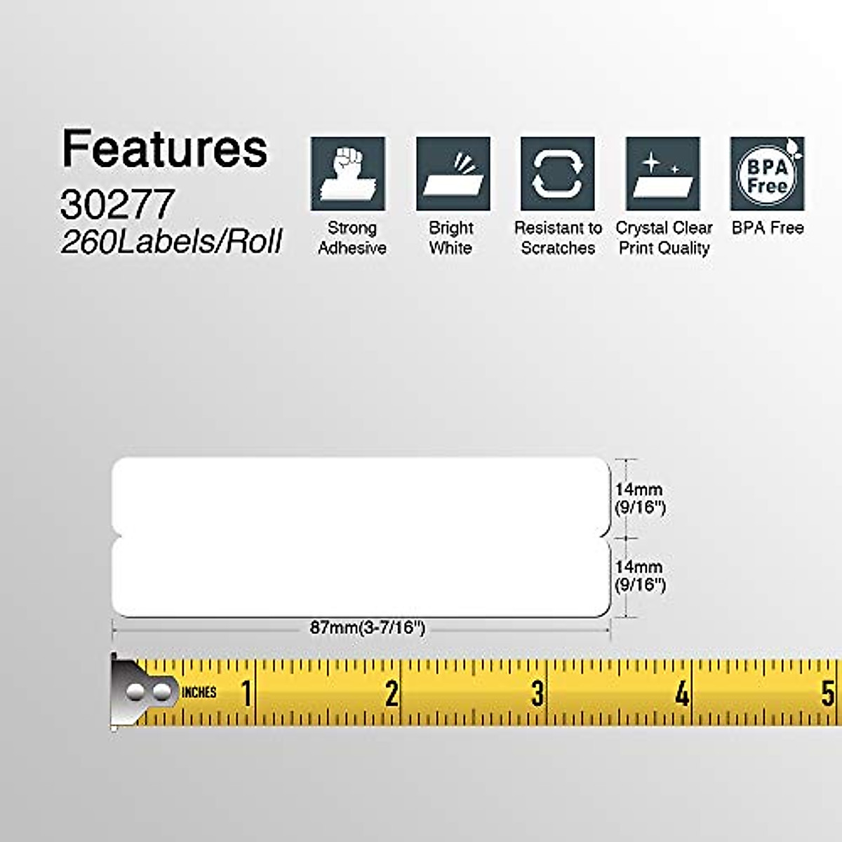 BETCKEY - Compatible DYMO 30277 (9/16" x 3-7/16") File Folder(2-UP) Labels - Compatible with Rollo, DYMO Labelwriter 450, 4XL & Zebra Desktop Printers[10 Rolls]