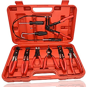 Hose Clamp Pliers Set, 9pcs Wire Long Reach Hose Clamp Pliers Set for Automotive Coolant Radiator Heater and Water Hose with Band Flat or Large Clamps, Clamp Removal Tool by BOOTOP PIN