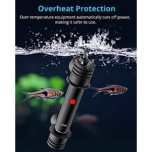 NICREW Aquarium Heater, Temperature Adjustable Fish Tank Heater with Wired Controller, Submersible Thermostat for Saltwater and Freshwater, Suitable for 5-10 Gallon Tanks, 50W