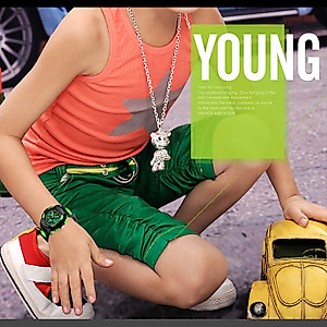 Kid's Digital Watch LED Outdoor Sports 50M Waterproof Watches Boys Children's Analog Quartz Wristwatch with Alarm - Green