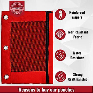 SCHOOLIO Pencil Pouch for 3 Ring Binder | Special Pencil Case Colored Red for Kids and Adults | Zipper Pencil Pouch Pen and Pencil Holder Multipurpose Binder Pouch