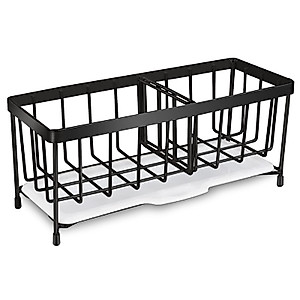 RedCall Dish Sponge Holder for Kitchen Sink,304 Stainless Steel Sink Sponge Holder, Kitchen Sink Caddy Organizer Countertop Soap Dispenser Brush Tray with Adjustable Partition