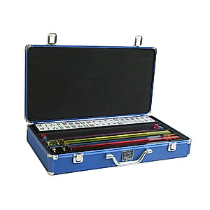 White Swan Mah Jongg - American Mahjong Game Set (166 Premium White Tiles, Pusher Arms, Aluminum Case, Blue)