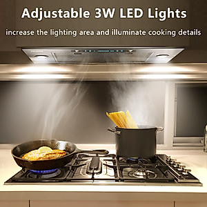 36 inch Built-in/Insert Range Hood 900 CFM, HisoHu Ducted/Ductless Stainless Steel Kitchen Vent Hood with 4 Speed Gesture Sensing&Touch Control Panel, 3 Pcs Aluminum Filters