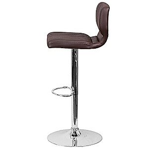 KLS Modern Barstools Adjustable Hydraulic 360 Degree Swivel Stable Steel Frame Padded Vinyl Cushion Low Back Seat Design Dining Chair Pub Stool (1) Brown # 1969