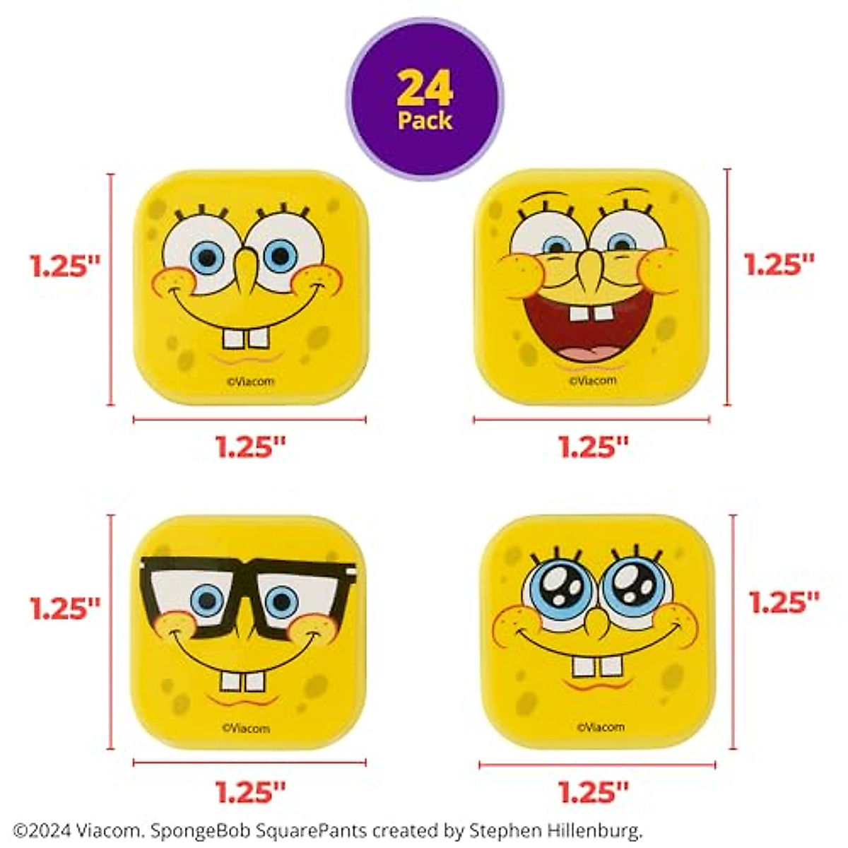 DecoPac SpongeBob SquarePants™ Mood Faces Rings, SpongeBob Cupcake Decorations Featuring SpongeBob SquarePants, Yellow - 24 Pack