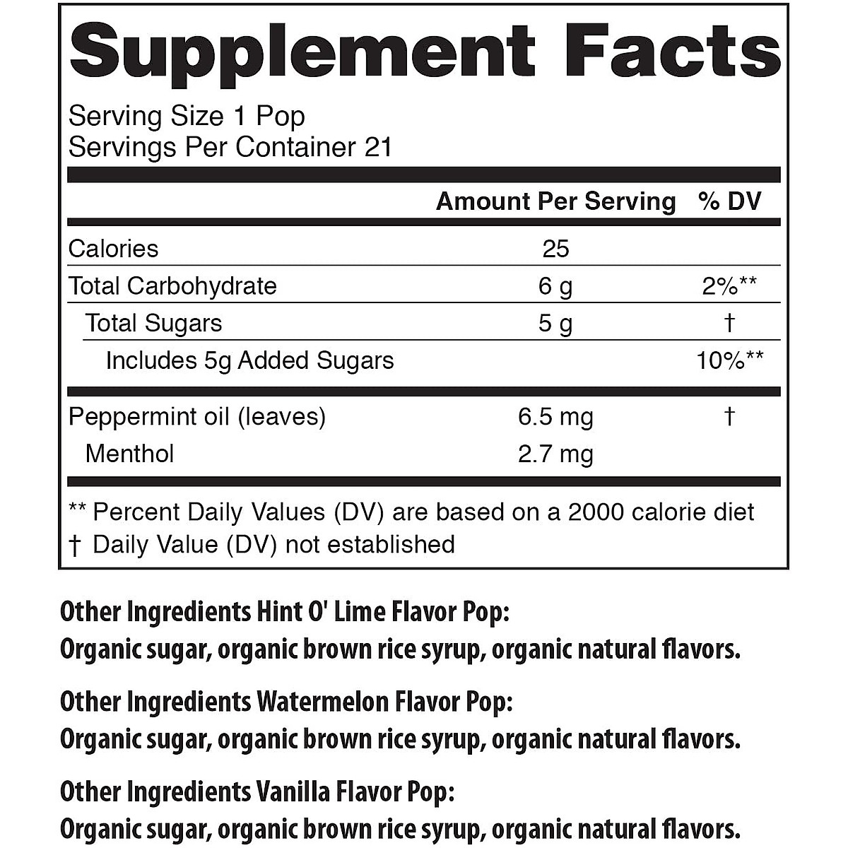 Tummypops Peppermint Variety Pack (Hint 'O Lime, Watermelon, & Vanilla Flavors), 21 Pops