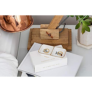 Verre Esprit Ring Dish Engagement - Mr And Mrs Ring Dish - Ceramic Couples Ring Holder - Trinket Dish for Newly Weds, Wedding Ring Holder - Wedding Trinket Tray