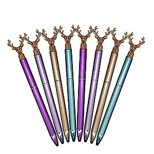 Maydahui 12PCS Deer Head Shape BallPoint Pen Creative Christmas Animal Pens Black GeL Ink Design for Boys Student