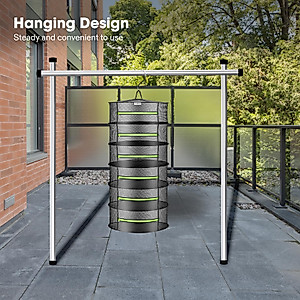 VIVOSUN 6-Layer Mesh Drying Rack Hanging Design with Green Zippers for Dehydrating, Indoor and Outdoor Pruning Shears Included