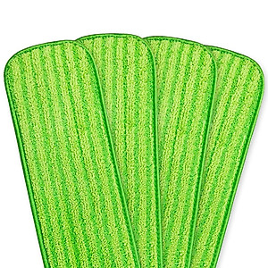 Jdlife 18" Commercial Microfiber Dust Mop Head, 4 Pack Washable Reusable Replacement Cloths Set with Magic Tape, Wet Dry Mop Refill, Hardwood Floor Swimming Pool Cleaning, 2 Pack Scrub Pads for Free