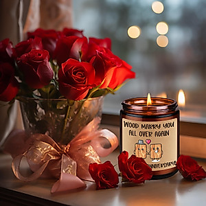 Miracu 5th Wedding Anniversary Candle - 5th Anniversary Wood Themed Gifts for Wife Husband, 5 Year Wedding Anniversary Funny Gifts for Him Her, Happy Fifth Marriage Gifts for Couples Women Men