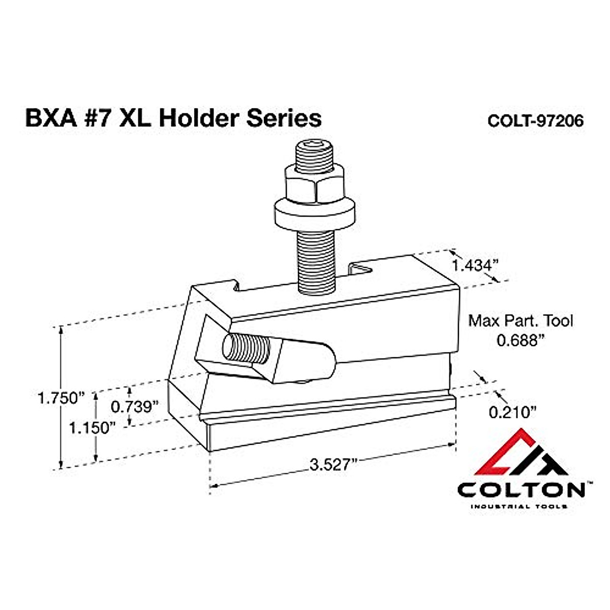 Colton Industrial Tools BXA #7 Quick Change Parting Blade Holder ZiN Coated