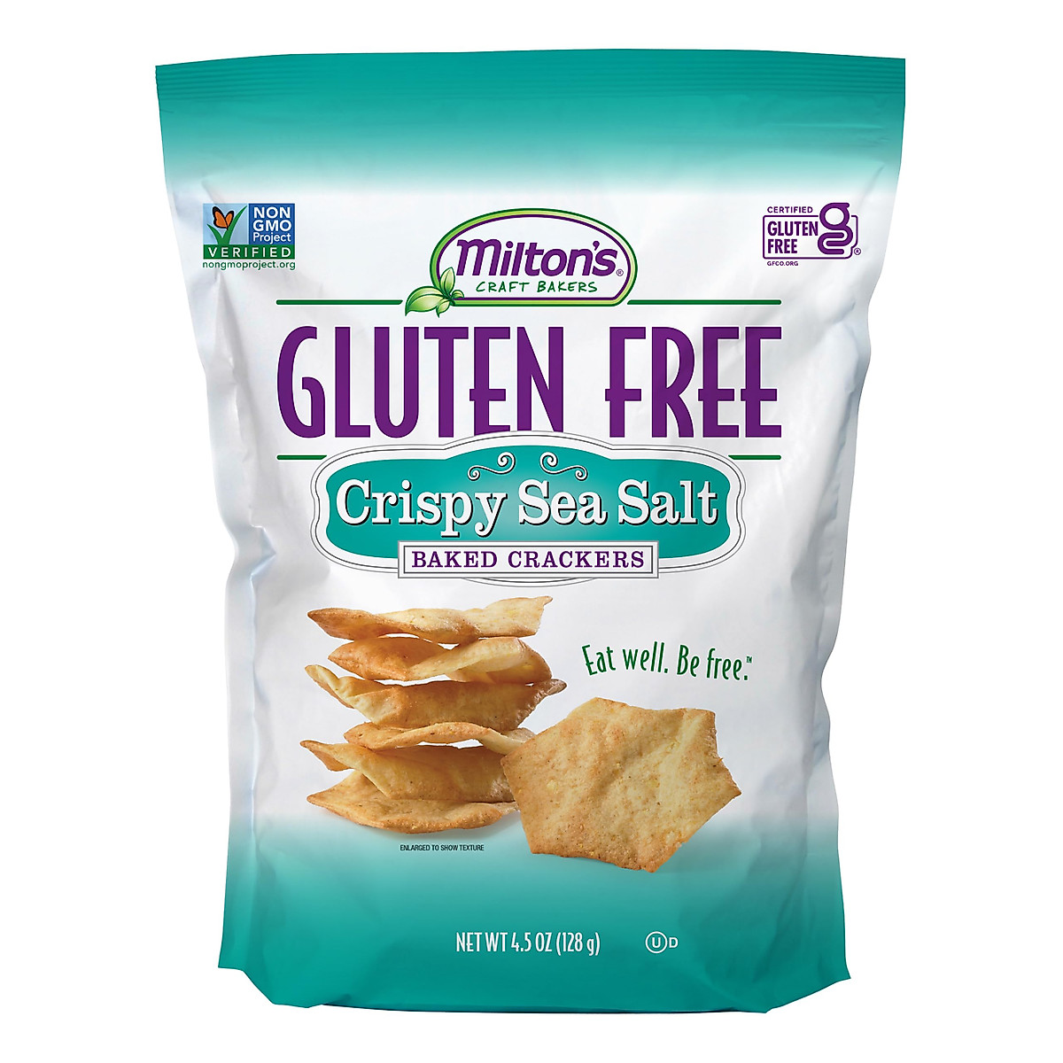 Milton's Craft Bakers Gluten Free Crispy Sea Salt Crackers - Baked Sea Salt Crackers, Non-GMO Project Verified, Kosher, Certified Gluten Free Sea Salt Snack, 5 Grains In Every Bite - 4.5 Oz