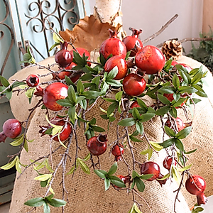 Warooma 3PCS 37.4 Inch Artificial Pomegranate Branches,Red Artificial Pomegranate Decoration for Home Office Restaurant Wedding Garden Photography (Red)
