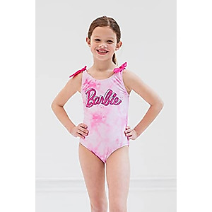 Barbie Little Girls One Piece Bathing Suit Tie Dye Pink 5