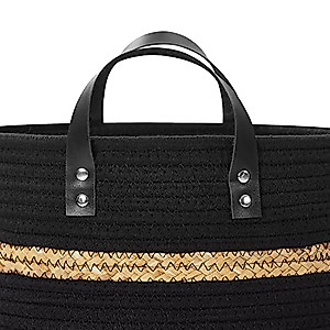 Closet Complete 2-Pc. Cotton & Grass Braided Basket Set (Black)