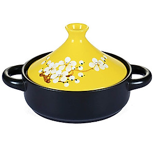 JINXIU Casserole Tagine Pot Cookware, 20Cm Cooking Tagine Pot Casserole Pots with Lids Medium Simple Cooking Tagine Lead Free Cold and Heat Resistant,