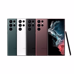 SAMSUNG Galaxy S22 Ultra Cell Phone, Factory Unlocked Android Smartphone, 512GB, 8K Camera & Video, Brightest Display Screen, S Pen, Long Battery Life, Fast 4nm Processor, US Version, 2022, Burgundy