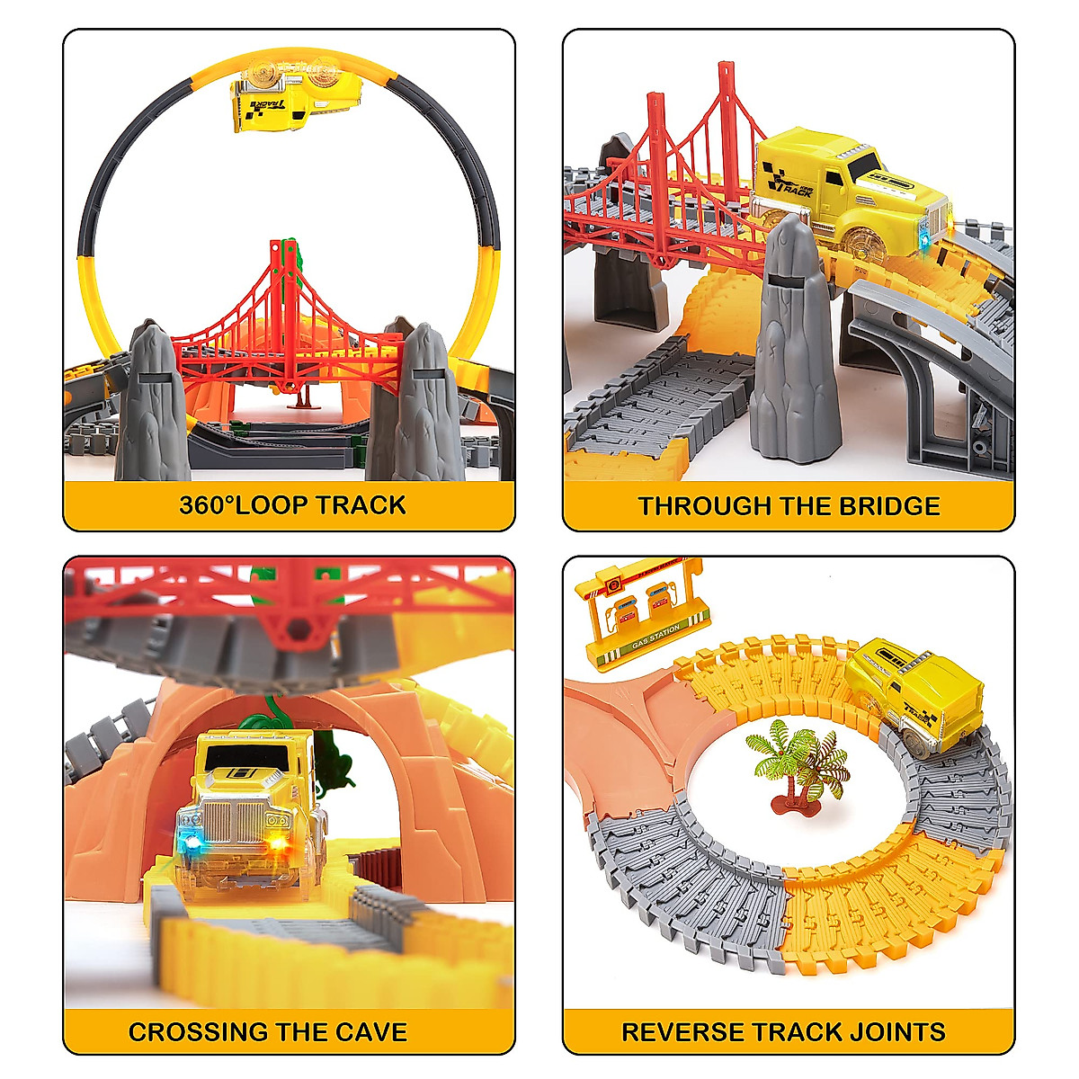 OR OR TU Toys for Boys 5-7, Race Track for Toddlers 3-5, 342Pcs Construction Toys for Boys Kids Car Track Toy Train Set Flexible Gift for 3 4 5 6 7+ Years Old