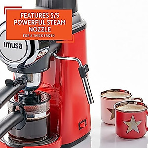 Imusa 4 Cup Epic Electric Espresso/Cappuccino Maker (Cafe Cubano, Cortadito, Colada, Cafe con Leche), Red