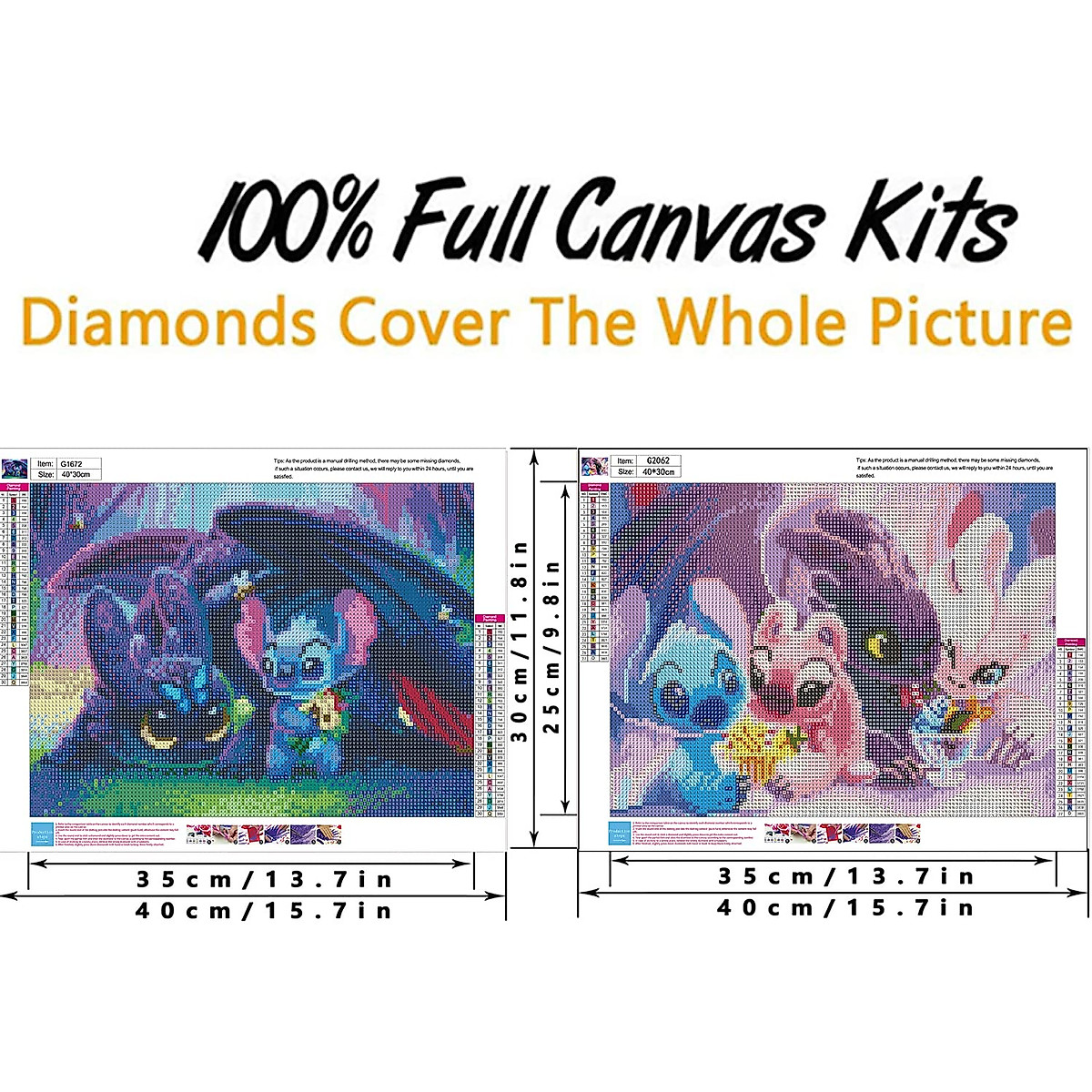 Clendo 2 Pack Stitch Diamond Painting Kits for Adults Beginner, 5D DIY Full Drill Diamond Dots Gem Art Paint with Round for Gifts Home Wall Decor(12x16 inch)