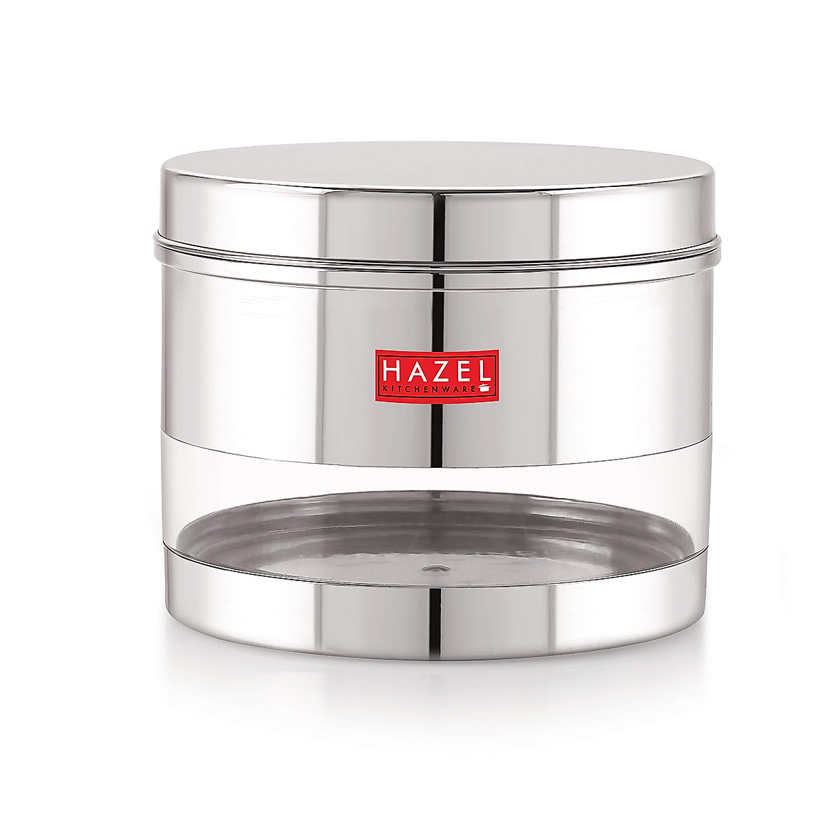 HAZEL Stainless Steel Containers Set For Kitchen Storage Glossy Finish Transparent See Through Storage Jars Dabba, Set of 2, 1500 ML Each, Silver