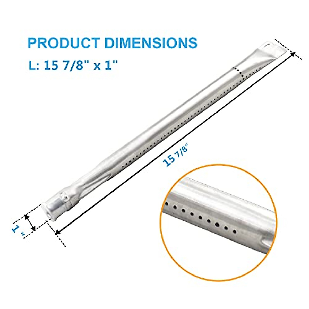 Zemibi Grill Burner Tube, 4 PC Universal Stainless Steel Pipe Tube BBQ Gas Repair Parts Kits for Brinkmann, Charmglow, Uniflame and Outdoor Gourmet Grill Models, Grill Replacement for CTB3, 15.875"