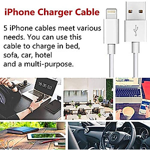 iPhone Charger Cable 5 Pack 6FT USB Fast Charging Syncing Cord Cables Compatible iPhone 14/13/12/11/XS/Max/XR/X/8/8Plus/7/7P/6S/iPad/IOS White sharllen