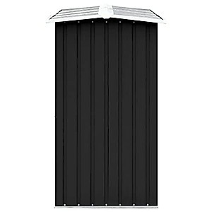 vidaXL Log Storage Shed, Log Holder with Roof, Log Storage Shed, Firewood Rack for Backyard Garden Patio Porch, Anthracite Galvanized Steel 129.9"
