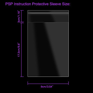 100 PCS Resealable Sleeve OPP Plastic Bags for Sony PSP UMD Manual, Playstation Portable Game Instruction Booklet Sleeves