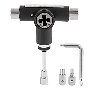 All-in-One Skate Tools, Multi-Function Skateboard Tool with T-Type Allen Key and L-Type Phillips Head Wrench Screwdriver, Ratchet Skate Tool