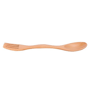Wooden Salad Server,Integrated Salad Spoon and Fork Natural Hand Wooden Utensils for Serving Salad