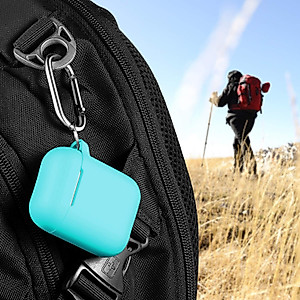 R-fun AirPods Case Cover, Soft Silicone Protective Cover with Keychain for Women Men Compatible with Apple AirPods 2nd 1st Generation Charging Case, Front LED Visible-Mint Green