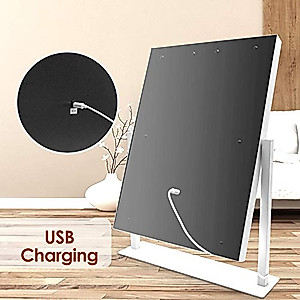 WEILY Hollywood Vanity Mirror with Lights,Large Lighted Makeup Mirror with 3 Color Light & 12 Dimmable Led Bulbs,Smart Lighted Touch Control Screen & 360 Degree Rotation(White)