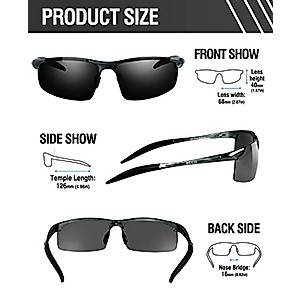 DUCO Mens Sports Polarized Sunglasses UV Protection Sunglasses for Men 8177s(Gunmetal Frame Gray Lens